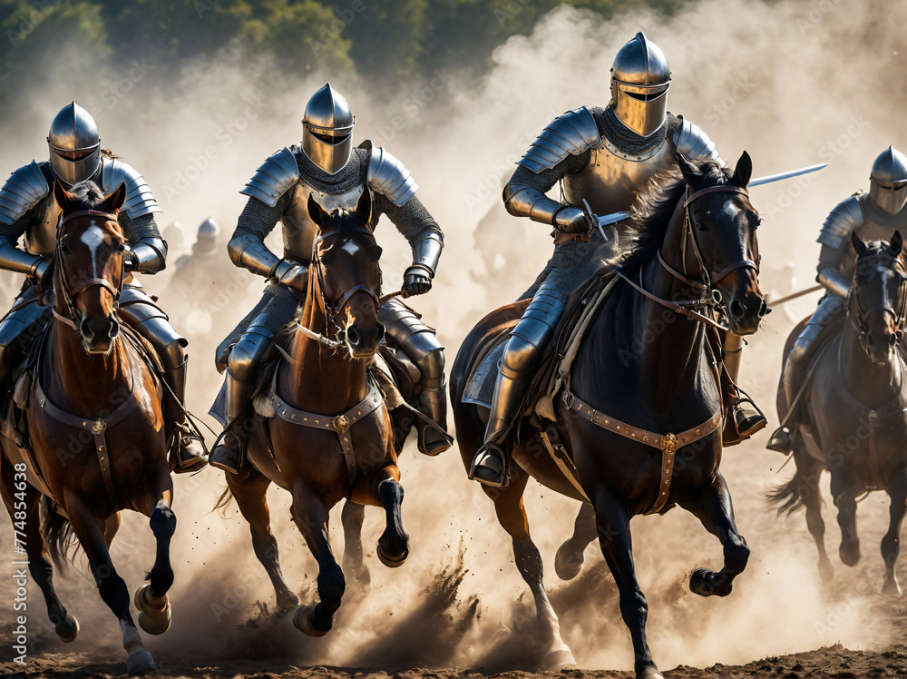Epic battlefield reenectment: Medieval knights charge into battle with ...