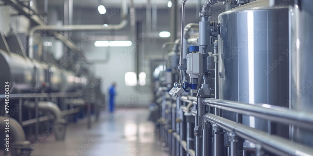 Dairy farm milking parlor. Automated milking rotary system for efficient cow milking. Stock ...