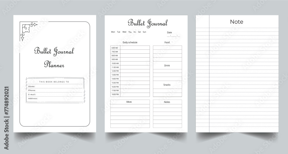 Bullet Journal Planner Printable template design. Stock Vector | Adobe ...