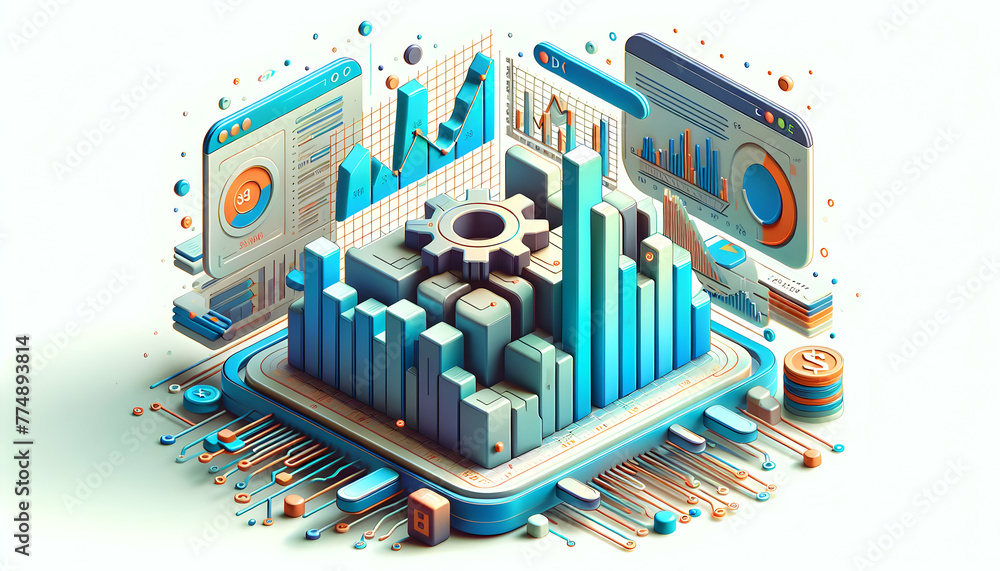 3d flat icon as Algorithmic Asset Advancement An ad showing the advancement of assets through ...