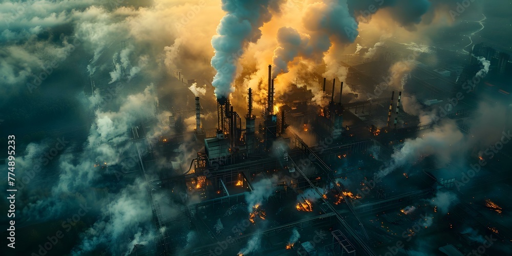 Impact of Deforestation and Industrial Processes: Aerial View of a ...