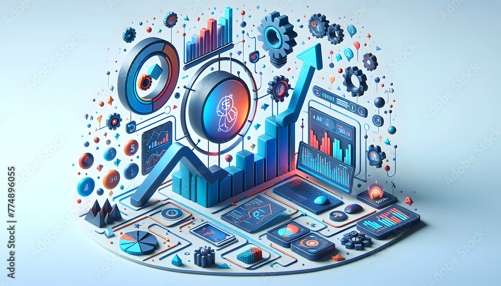 3d flat icon as Growth Algorithm An ad featuring a financial chart with growth algorithms and ...