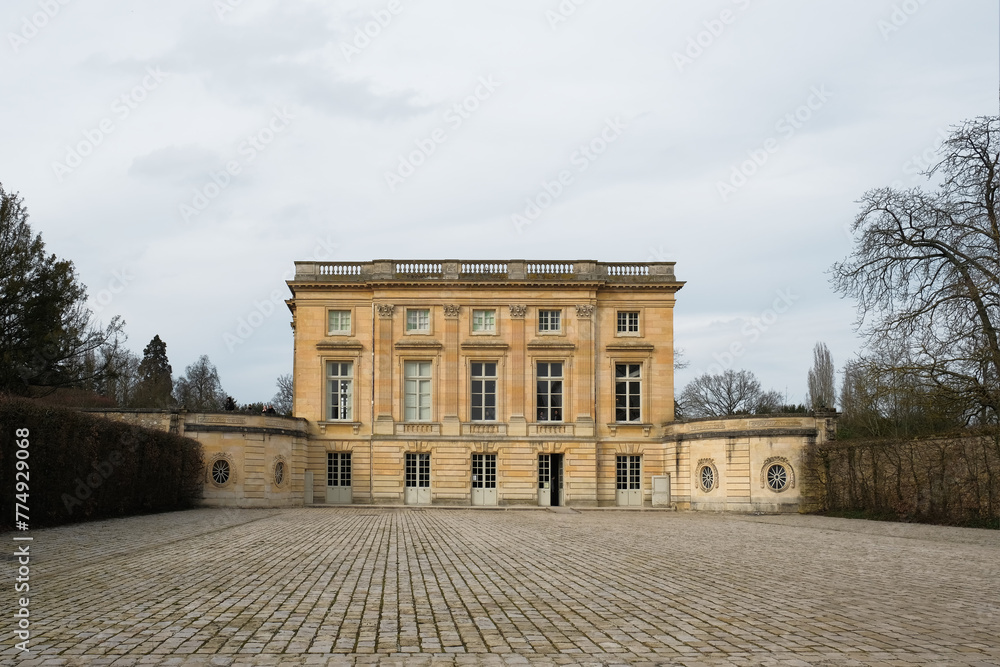 VERSAILLES, FRANCE - March 8, 2024. Exterior of Petit Trianon of the ...