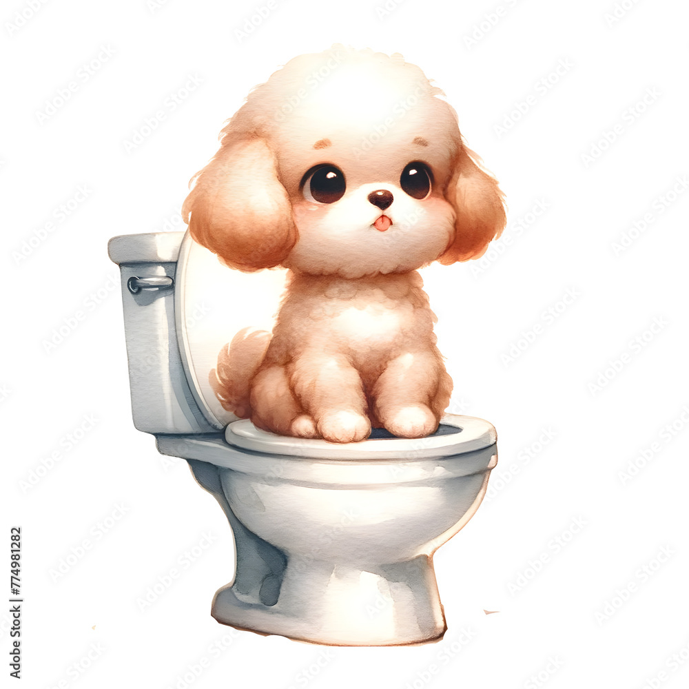 Illustration Stock Cute watercolor animal character is sitting and ...