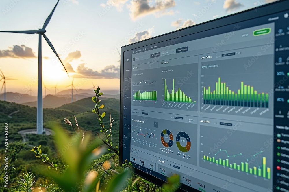 Analyze the color scheme and data visualization techniques employed in a sophisticated wind ...