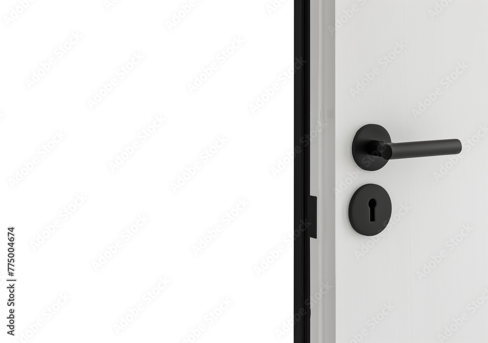 Photo Stock Door with doorknob and key. Simple minimalist open door ...