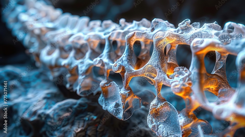 X-ray image of a 3D printed bone implant in a patient, modern and ...