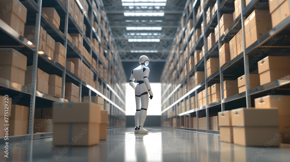 AI assistant managing inventory levels of cardboard boxes in a fully ...