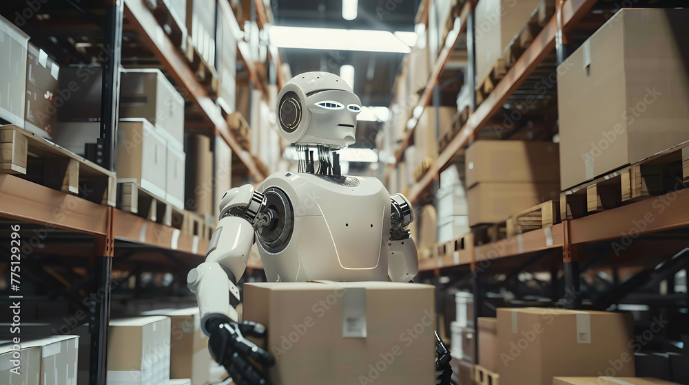 AI assistant managing inventory levels of cardboard boxes in a fully ...