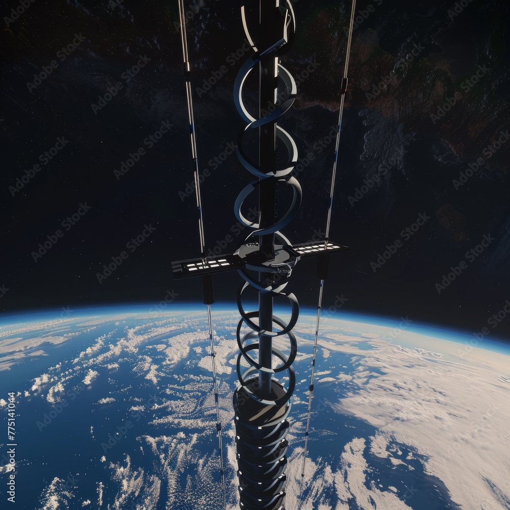 Space elevator concept, illustrating a visionary project for ...