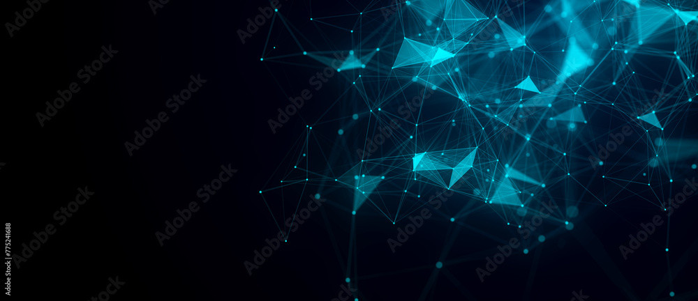 Network connection structure. Blue science background. Abstract digital background. Big data ...