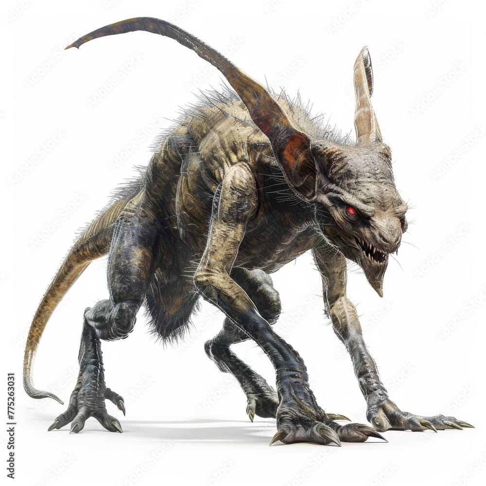 A Chupacabra on the prowl, its form elusive and feared, isolated on an ...