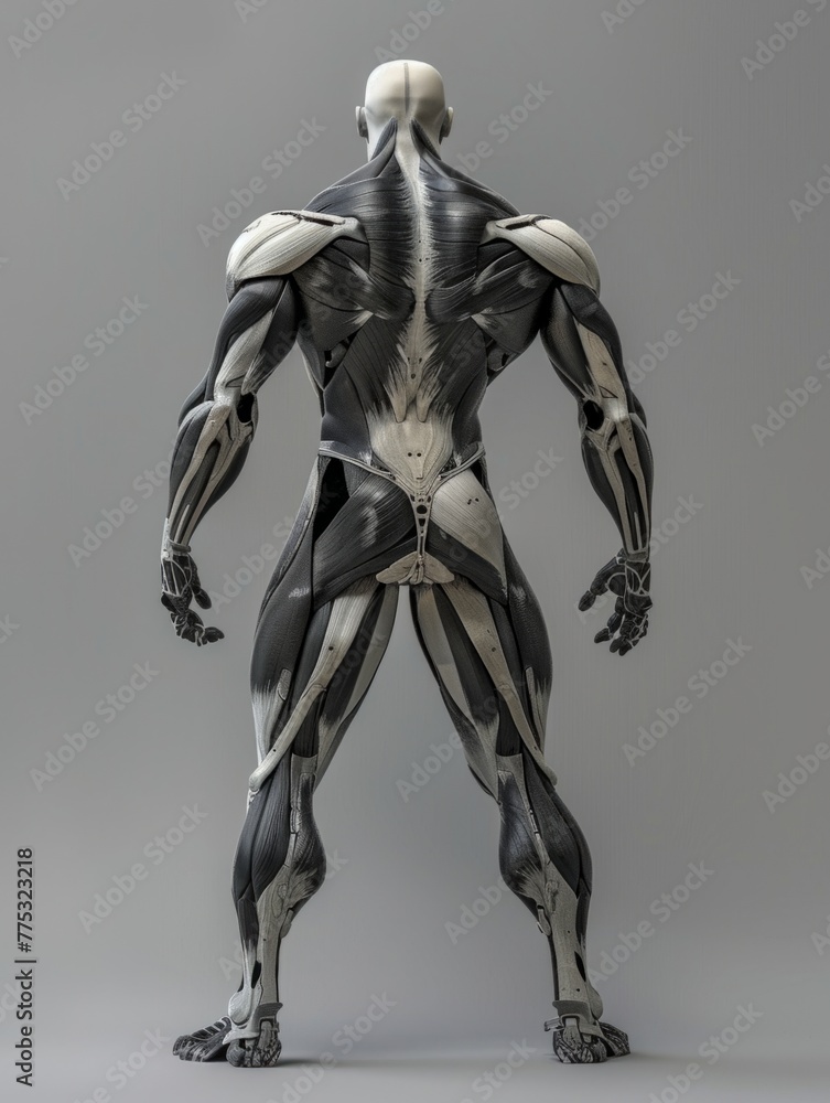 Muscular humanoid robot in action pose - High detailed 3D of a humanoid ...