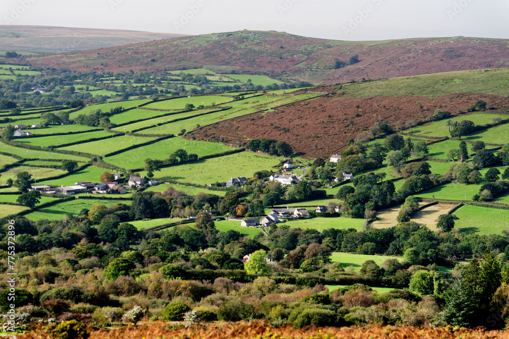Dartmoor National Park landscape near Widecombe aka Widecombe in the ...
