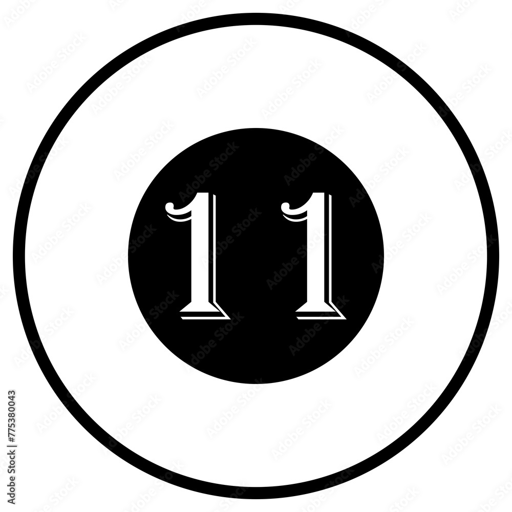 Transparent monochrome PNG image of the number eleven within a white ...