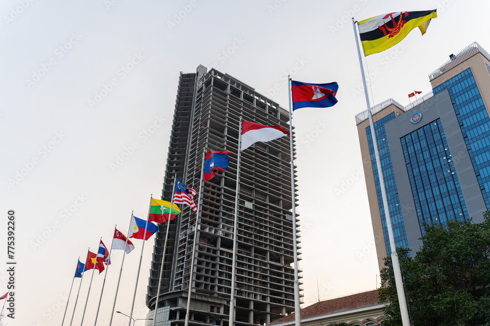 The Flags of ASEAN, The Association of Southeast Asian Nations, in ...