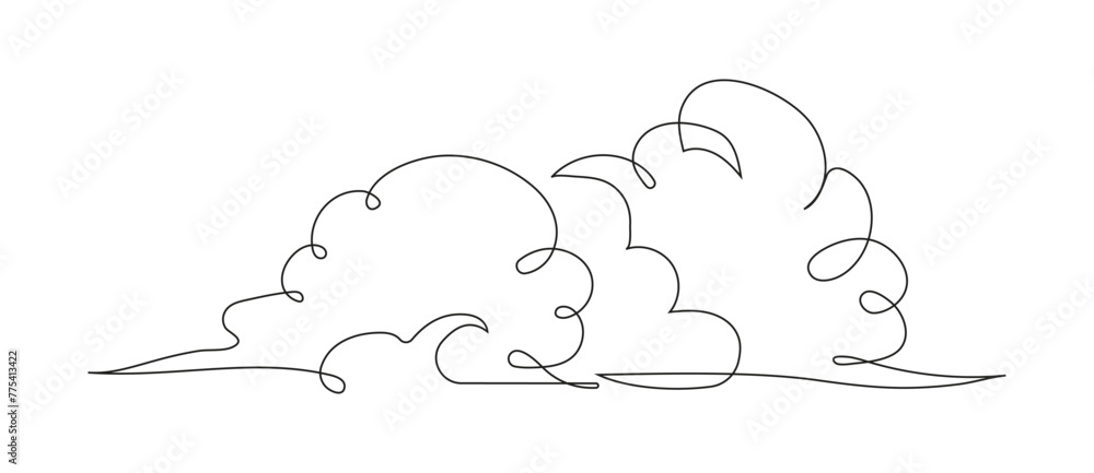 Clouds continuous line art vector. Cloudy weather concept Stock Vector ...