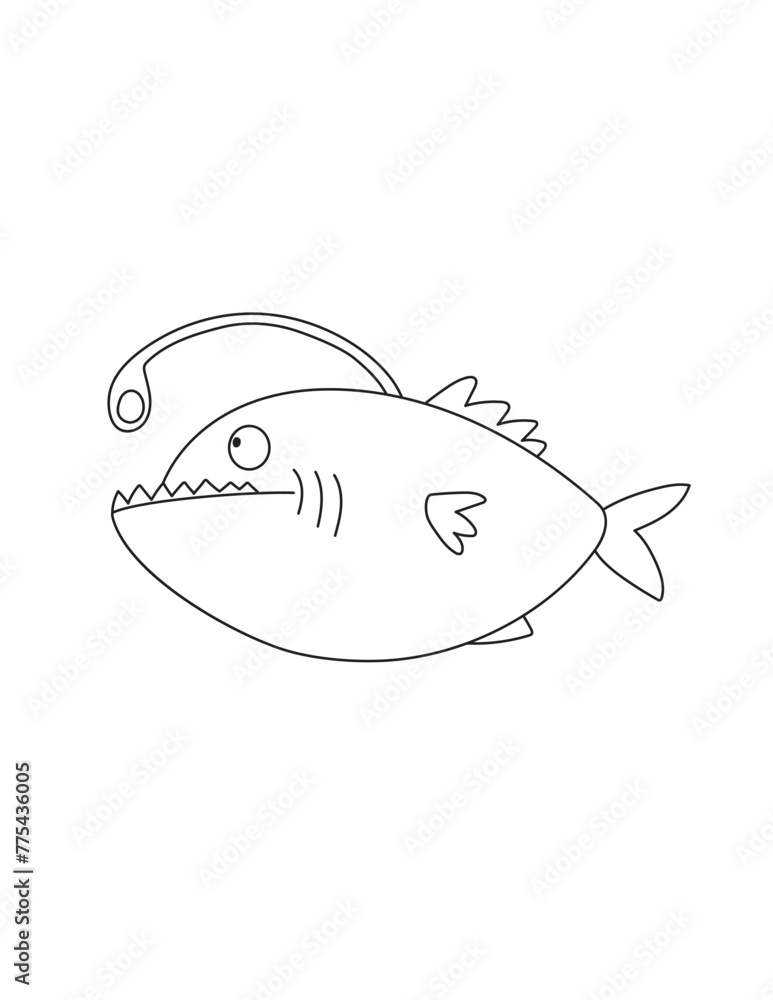 Angler Fish Coloring Page for Print. Underwater animals and Ocean Life ...