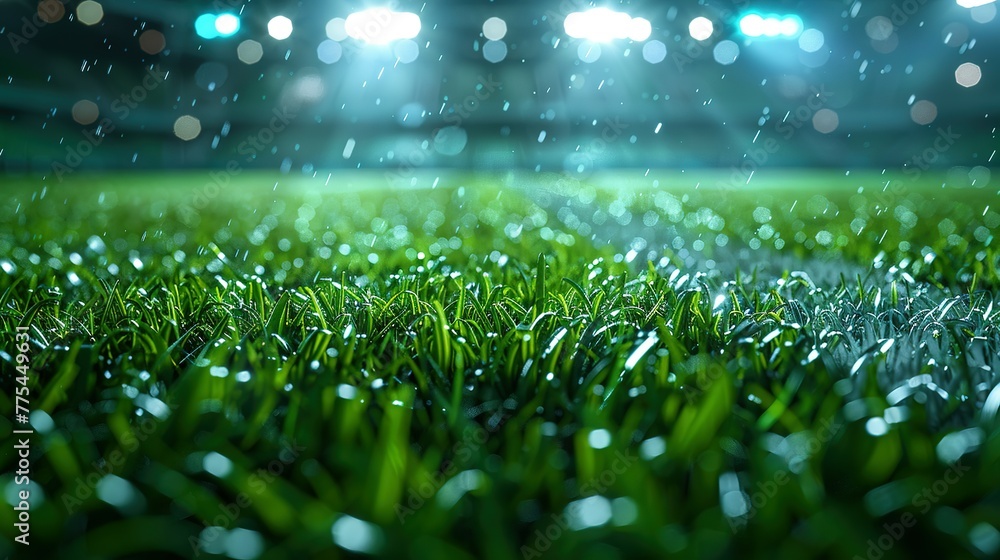 football stadium with lights - grass close up in sports arena ...