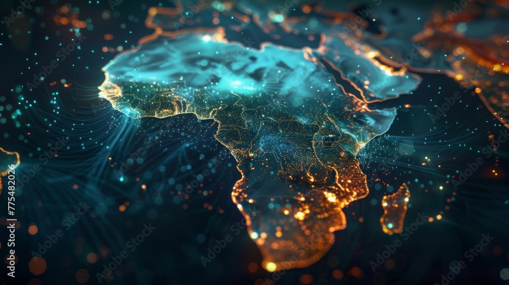 A detailed map of the world is visible, showcasing continents ...