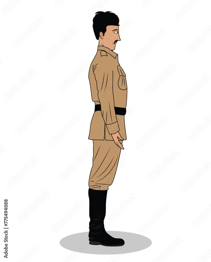 Indian police inspector side view cartoon character design vector ...