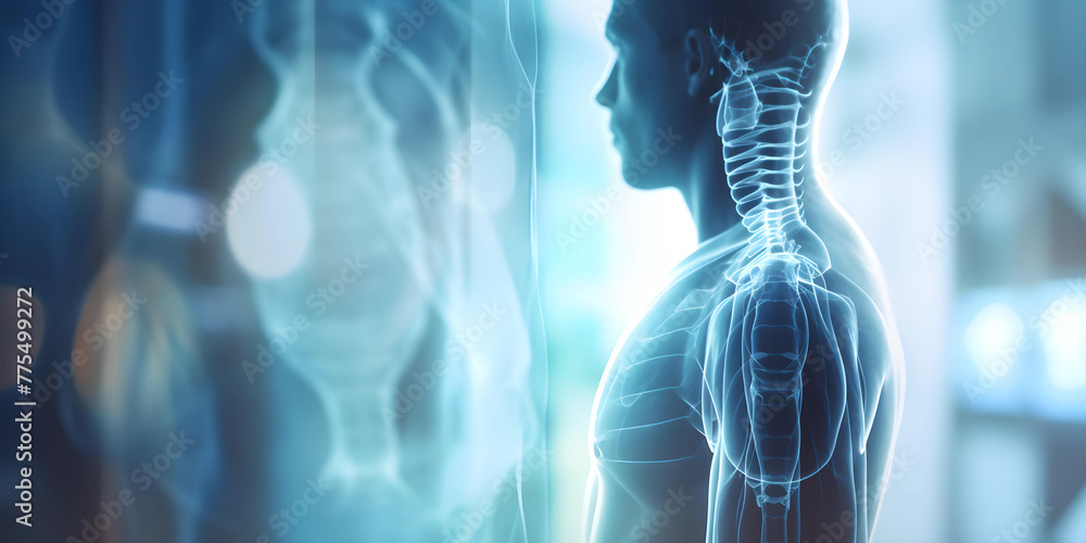 Ilustración de Stock X-ray image showing the human body, highlighting ...