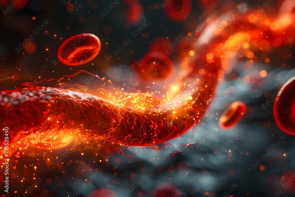 Vibrant D Rendering of Healthy Red Blood Cells Flowing Through a Blood ...