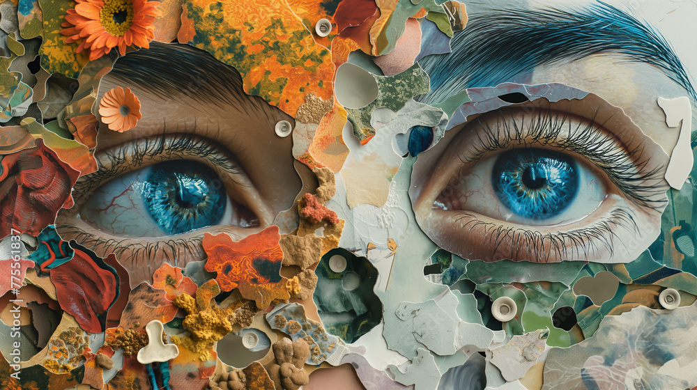 Create a collage that represents all five senses: sight, hearing, taste ...