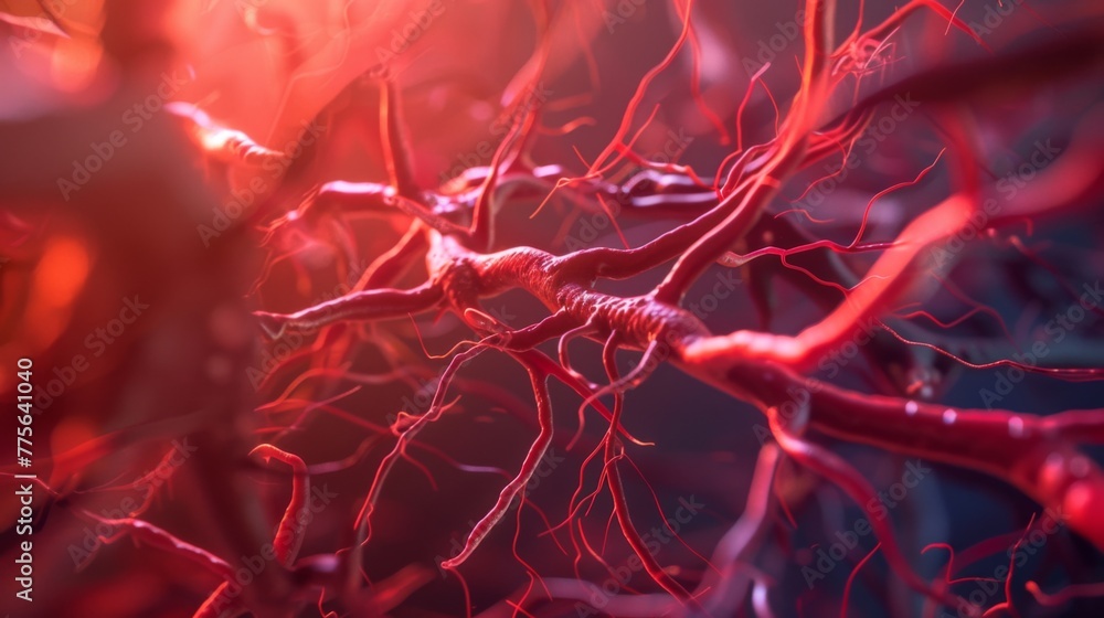 A detailed representation of the human circulatory system, where ...