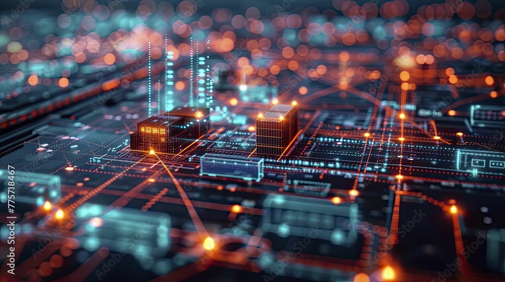 Quantum computing applied to logistics optimization, detailed view of a ...