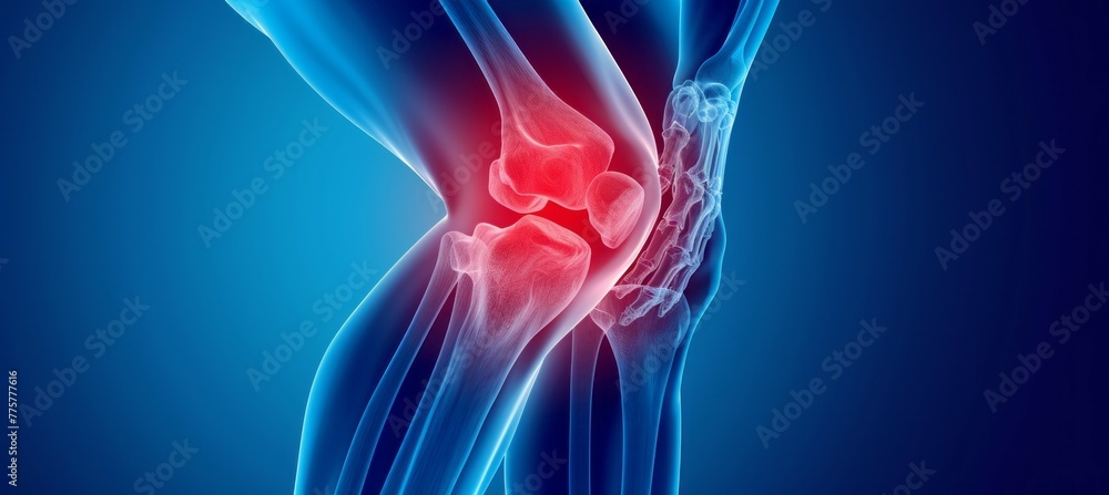 Knee pain trauma x-ray visual. Medical treatment healthcare concept ...