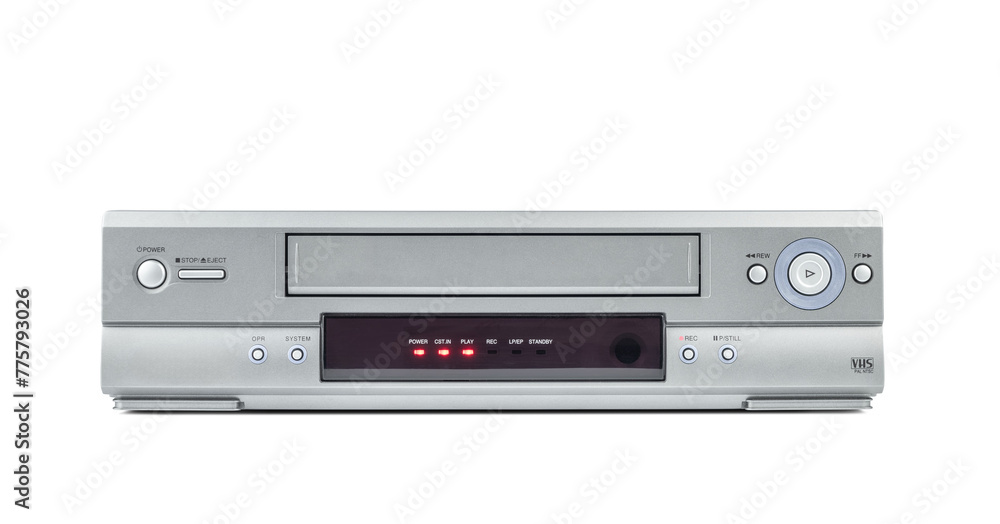 Old VHS video recorder, front view, isolated on a transparent ...