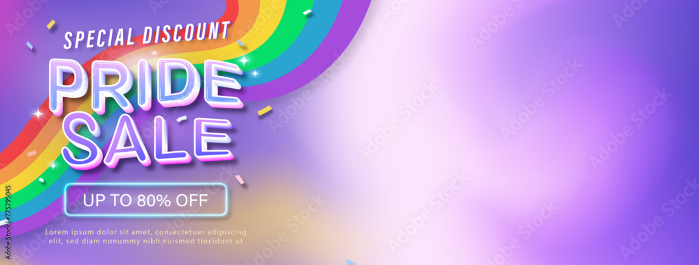 Pride month sale banner background with colorful LGBT rainbow design ...