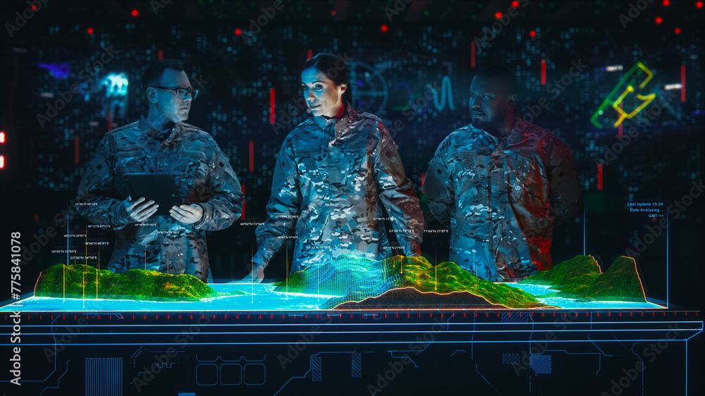 Photo Stock Futuristic Warfare: Top Military Intelligence Specialists ...