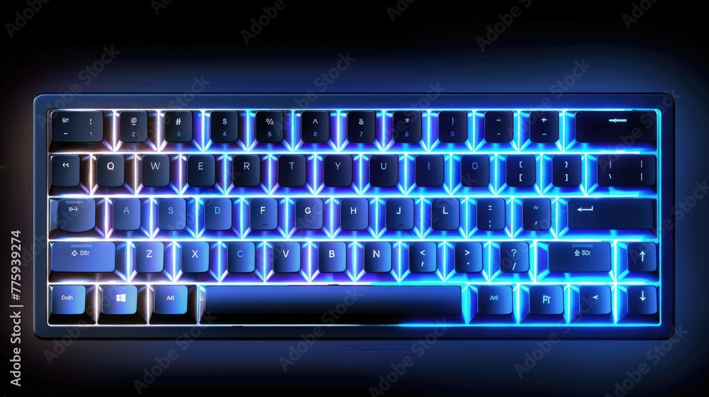 A modern computer keyboard with illuminated keys. Suitable for ...