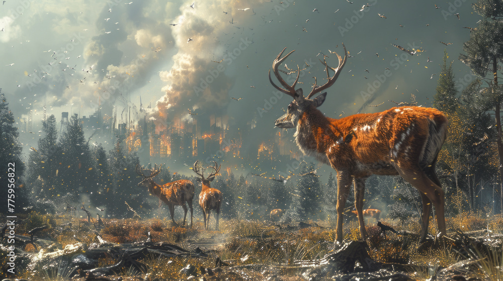 Wildlife migrating into urban areas, visual cues of zoonotic disease ...