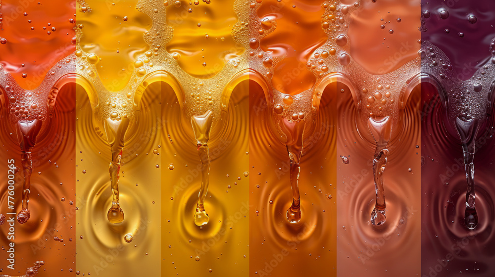 The color palette of urine samples in a diagnostic setting, each drop a ...
