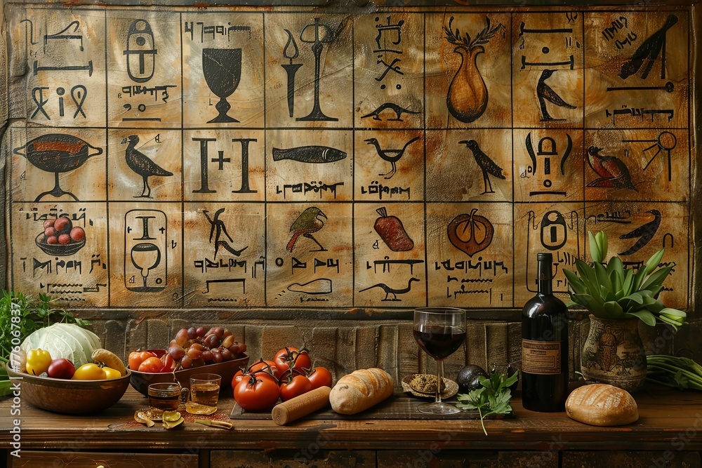 Stock-Illustration „Haggadah Hieroglyphics an artistic rendition of the ...