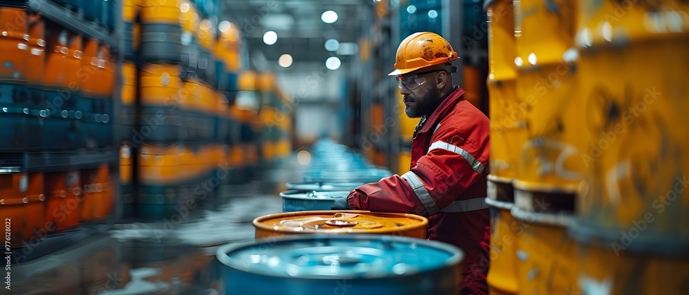 Ensuring Containment System Integrity: Worker Inspects Drums at ...