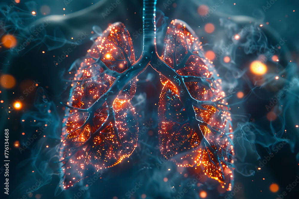 Impressive wireframe-based visualization against a radiant translucent ...