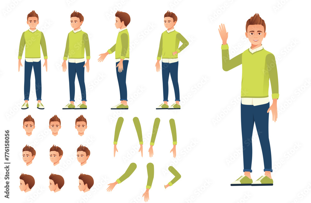 Sprite sheet of a teenage boy character, perfect for animation ...