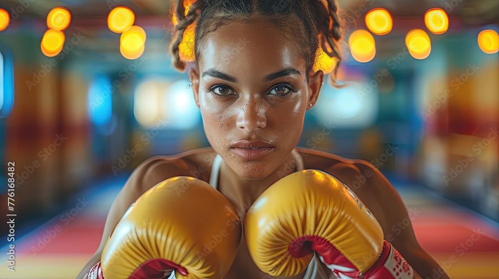 High-energy boxing class in an urban gym, showcasing empowerment and ...