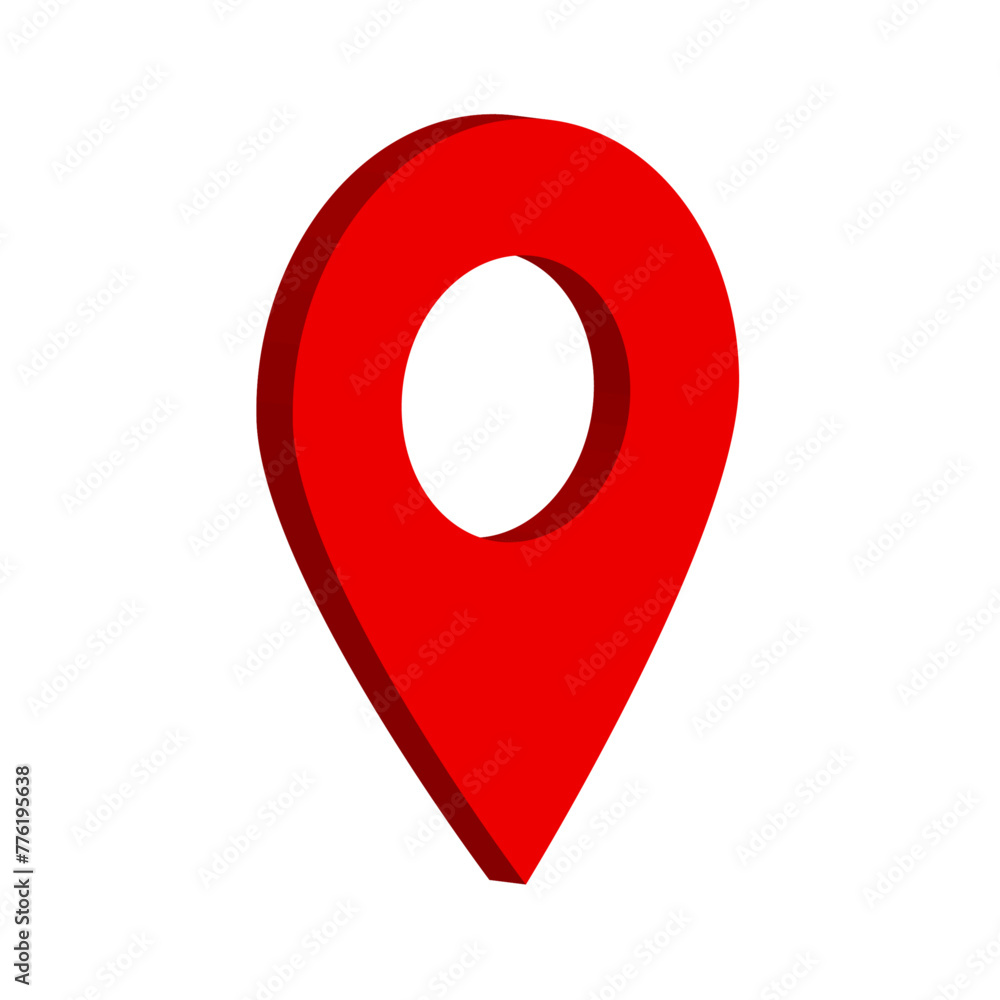 3d Red location icon Pin point location pointer, direction symbol ...
