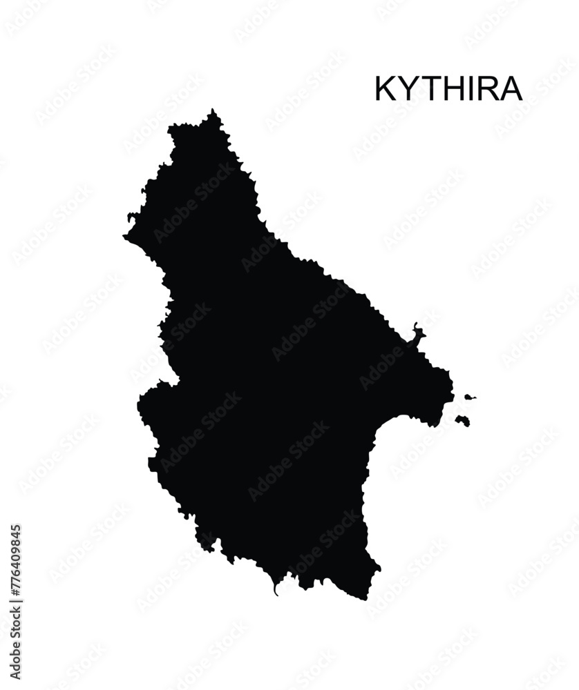 Ionian island Kythira map vector silhouette illustration isolated on ...