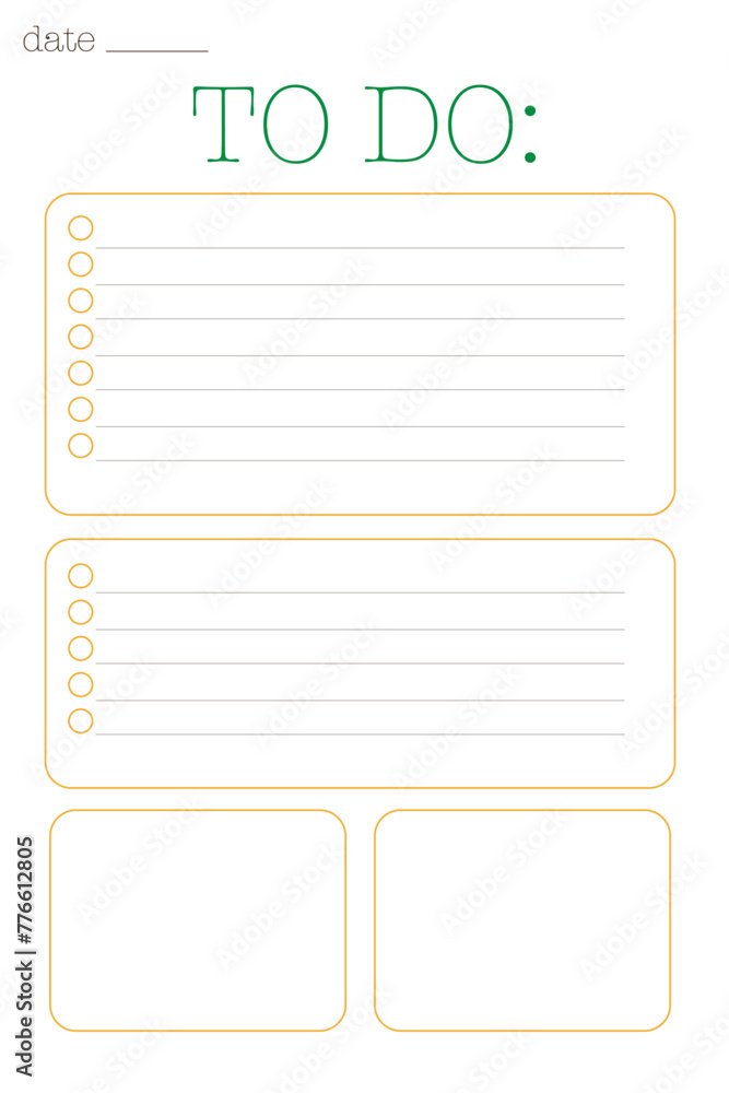 to-do list vector vertical yellow, green and brown colors with blocks ...