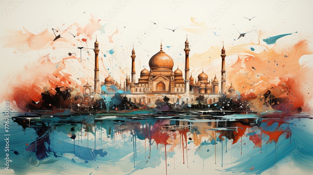 The painting of the Taj Mahal is reimagined through the lens of action ...