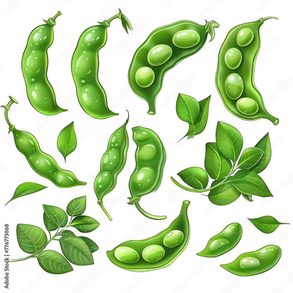 Stock-Illustration „Vibrant 3D Edamame Illustration on White Background ...