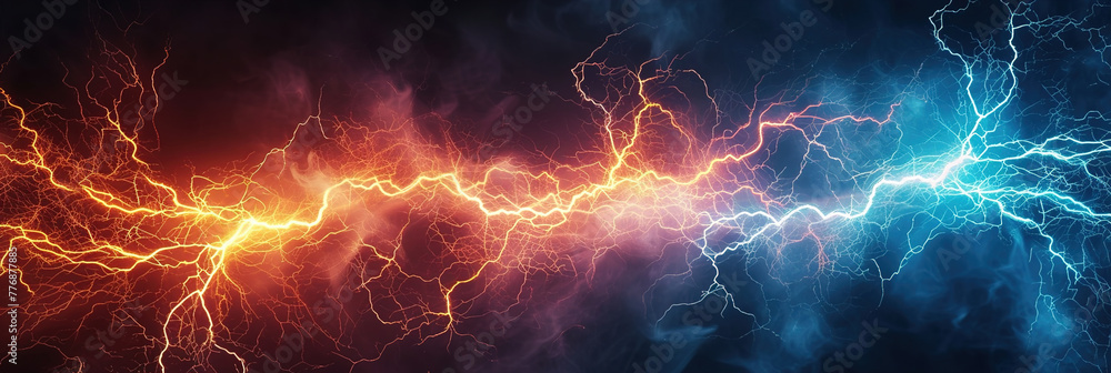 Sparks and intense light erupt as electrical current leaps across a gap ...