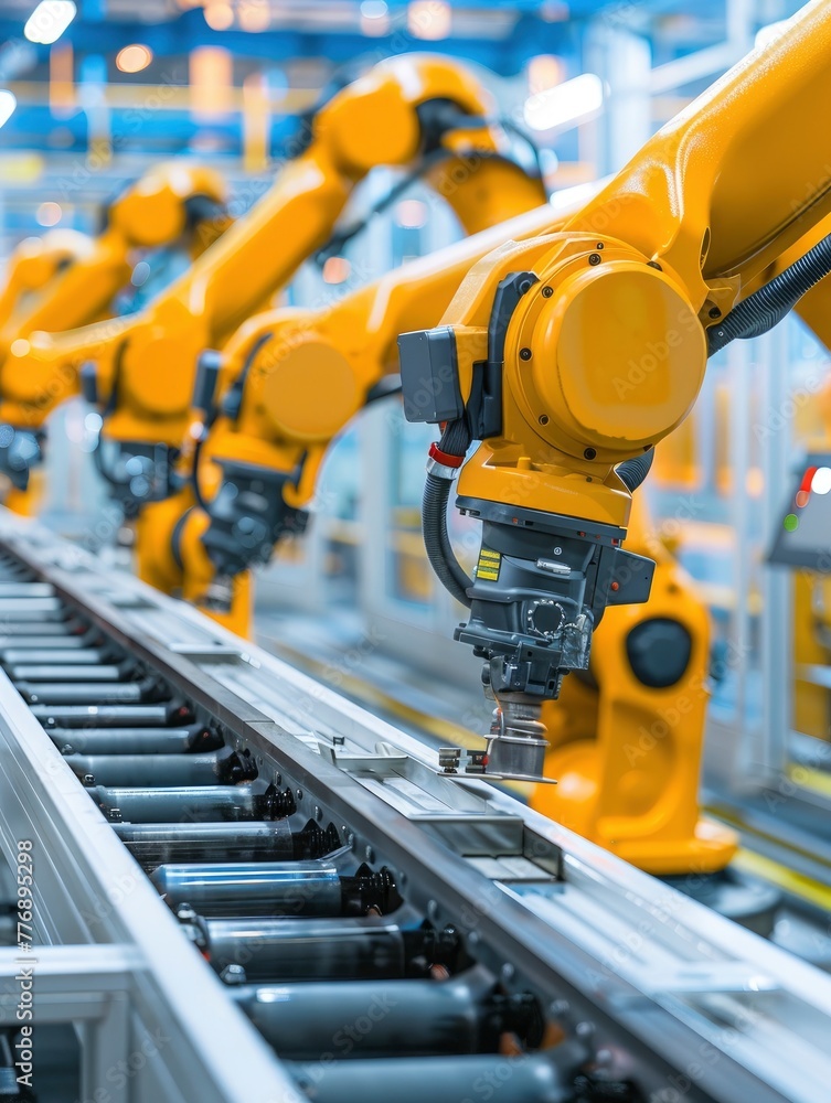 The latest high-precision robotic arms on a fully automated assembly ...