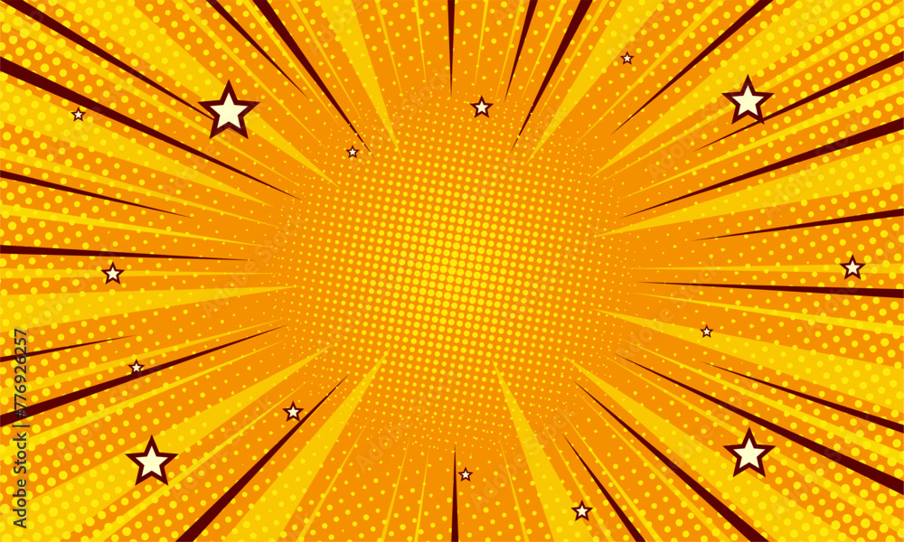 Comic yellow burst background with stars Stock Vector | Adobe Stock